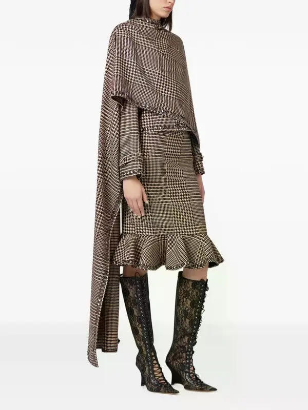 Giuseppe Di Morabito Houndstooth Ruffled Midi Skirt