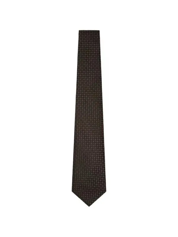 Canali Geometric Patterned Neck Tie - Brown