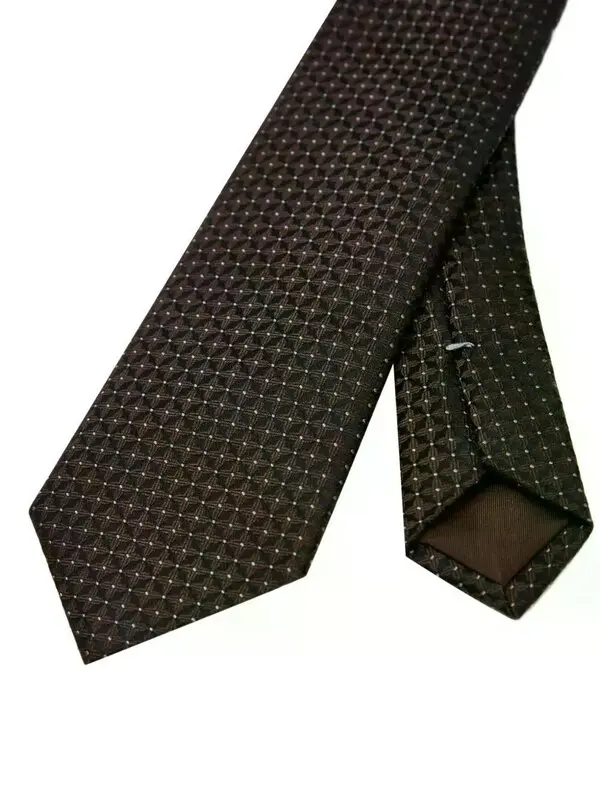 Canali Geometric Patterned Neck Tie - Brown