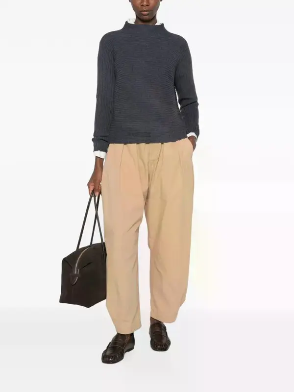 Amina Rubinacci Ribbed Knit Mock Neck Sweater