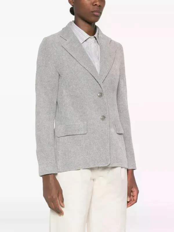 Amina Rubinacci Voltaire Ribbed-knit Blazer - Grey