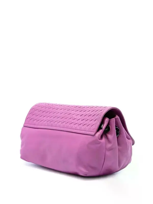 Bottega Veneta 2012-2026 Leather Intrecciato Flap Crossbody Bag - Pink