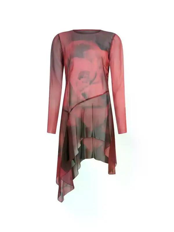 Alberta Ferretti Asymmetrical Floral Print Mini Dress