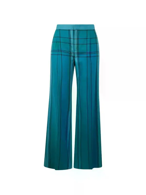 Alberta Ferretti Checked Virgin-wool Flared Trousers