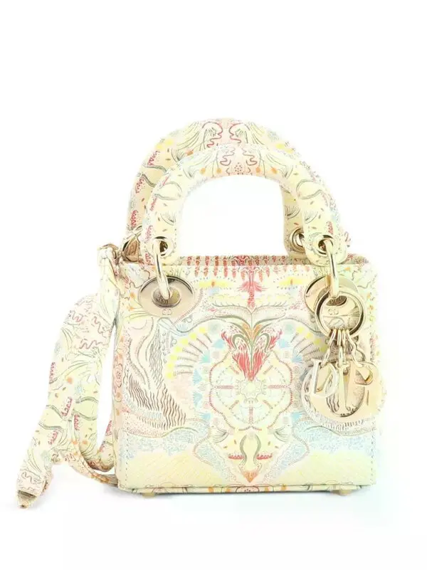 Dior Lady Bag Embroidered Painted Calfskin Micro Crossbody Bag - Multicolour