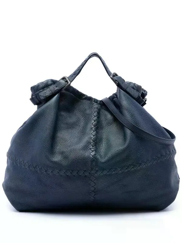 Bottega Veneta 2012-2026 Intrecciato Trimmed Cervo Satchel - Blue