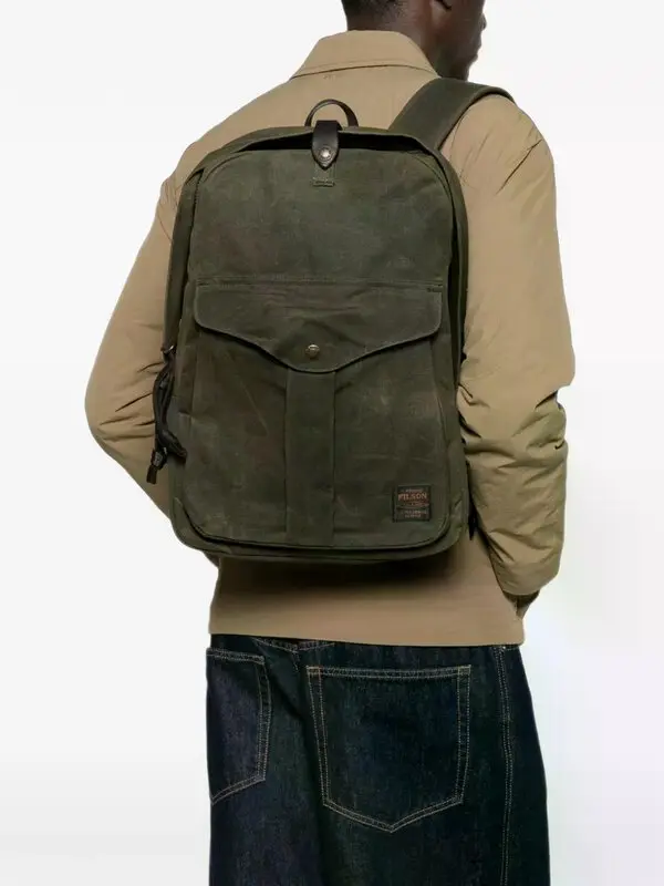 Filson Cotton Backpack With Logo Patch - Green
