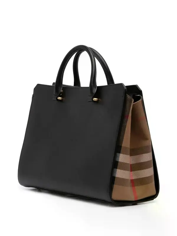 Burberry Leather And Mega Check Canvas Banwell Satchel