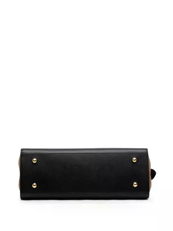 Burberry Leather And Mega Check Canvas Banwell Satchel