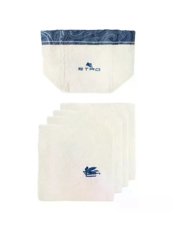Etro Pegaso-embroidered Paisley-trim Basket And Towels Set - Neutrals
