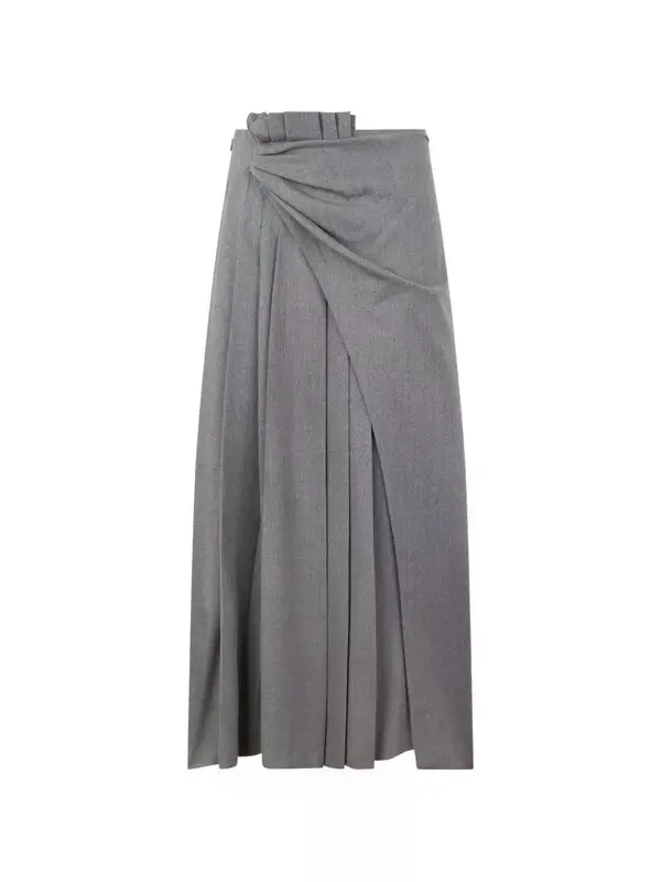 Alberta Ferretti Draped Pleated Maxi Skirt