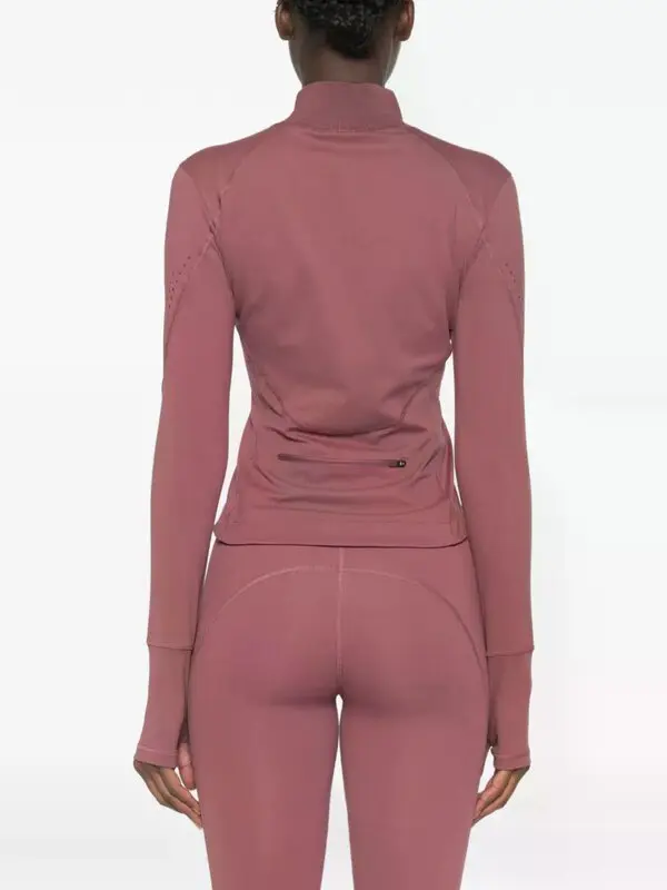 Adidas By Stella McCartney X Stella Mccartney Perforated Zip-up T-shirt - Pink