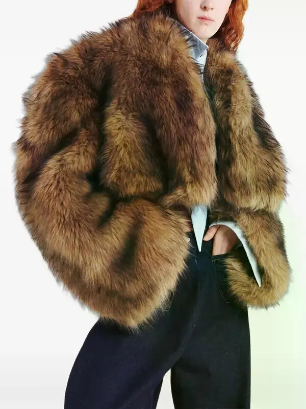 A.W.A.K.E. Mode Faux Fur Cropped Jacket