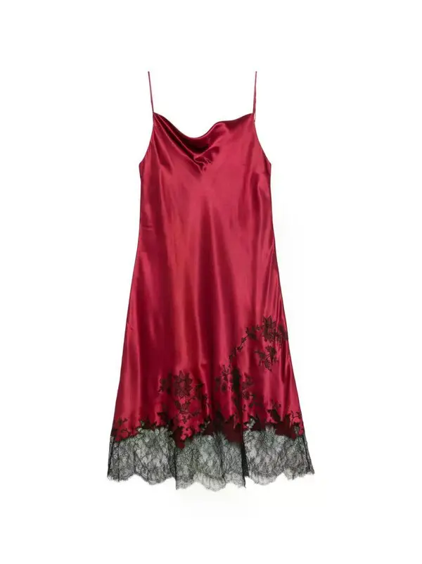 Carine Gilson Lace-trimmed Silk Midi Dress