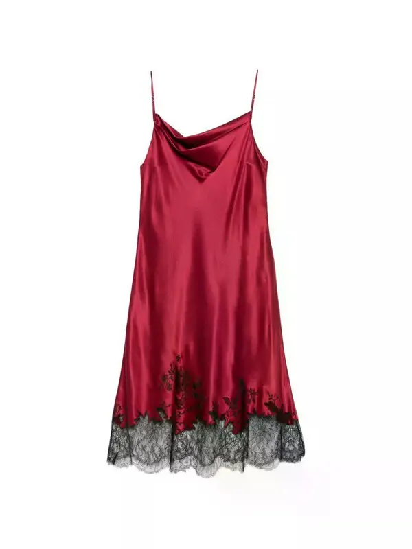Carine Gilson Lace-trimmed Silk Midi Dress