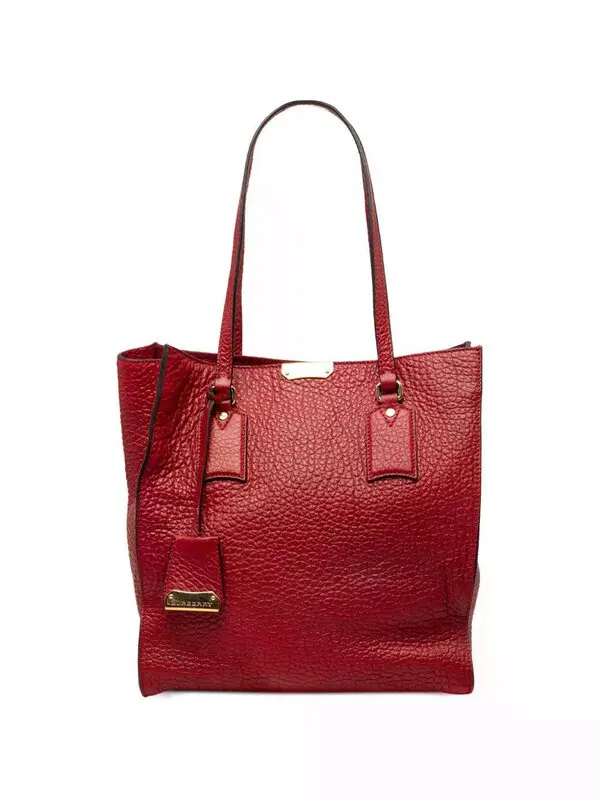 Burberry Grained Calfskin Heritage Woodbury Tote Bag - Red