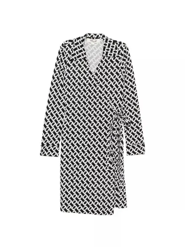 Diane Von Furstenberg Chain-link Print Wrap Dress - Black