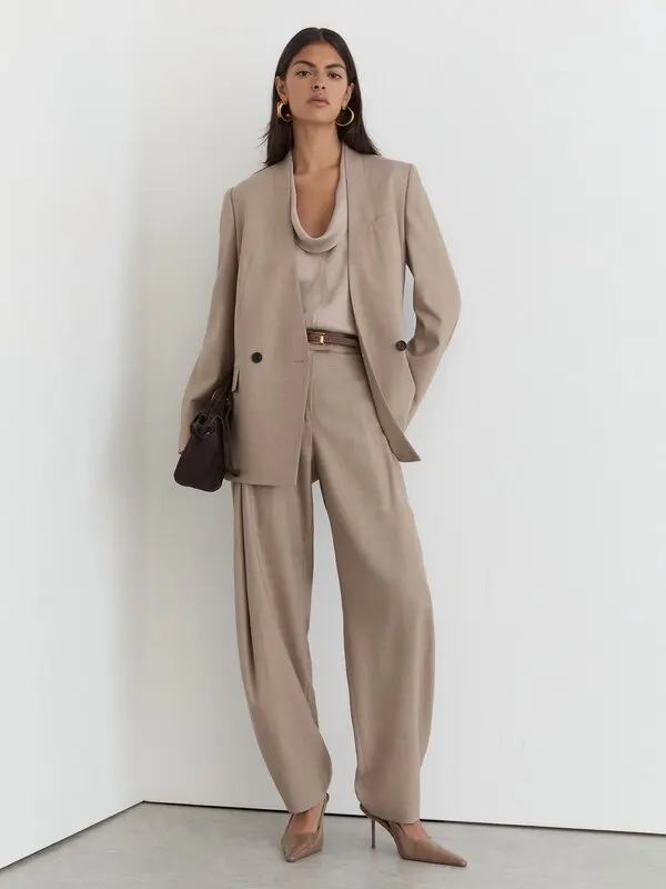 REISS Juniper Wool-blend Barrel-leg Suit Trousers