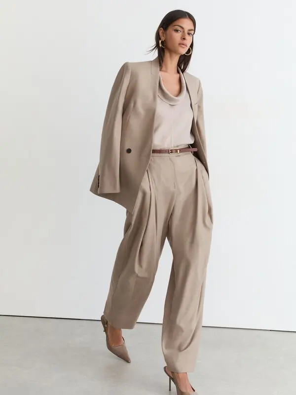 REISS Juniper Wool-blend Barrel-leg Suit Trousers