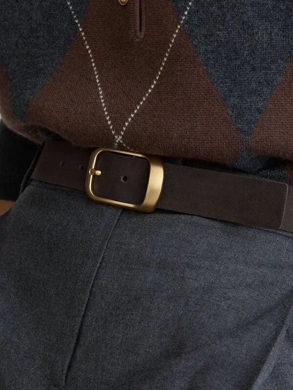 REISS Evie Suede Curved-buckle Belt - Grey