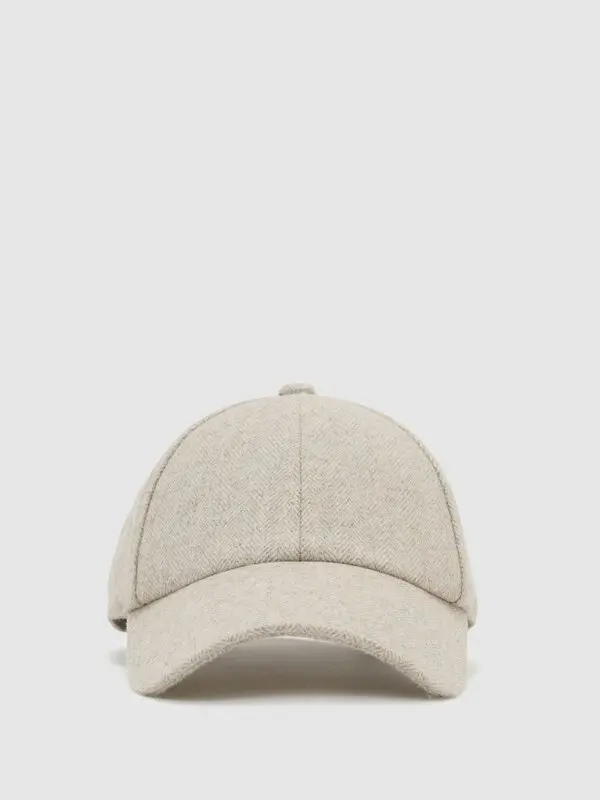 REISS Helena Wool-blend Herringbone Baseball Cap