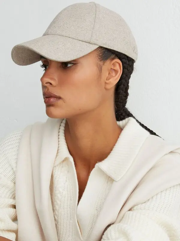 REISS Helena Wool-blend Herringbone Baseball Cap