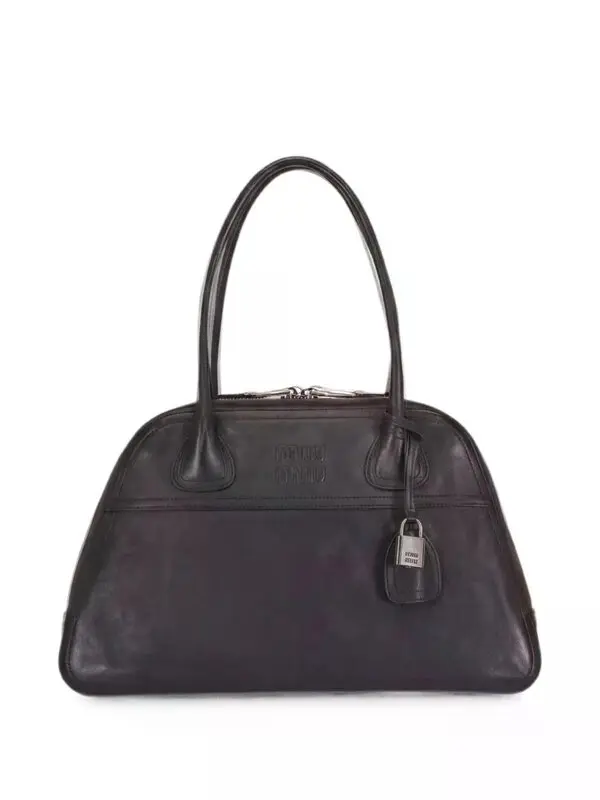 Miu Miu Medium Vivant Logo-embossed Leather Tote Bag