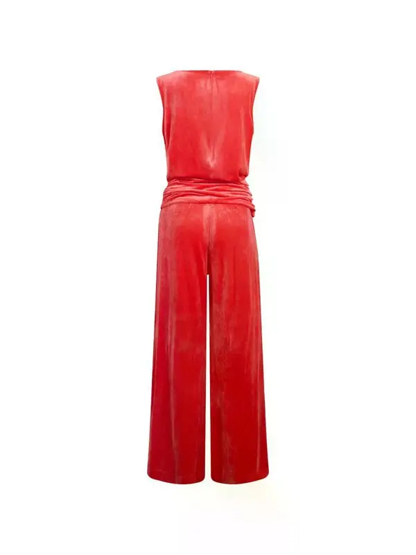 Alberta Ferretti Velvet Effect Sleeveless Jumpsuit - Red