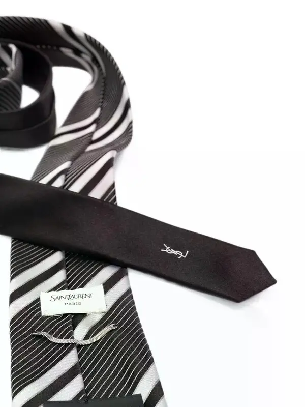 Saint Laurent Striped Tie In Silk Jacquard
