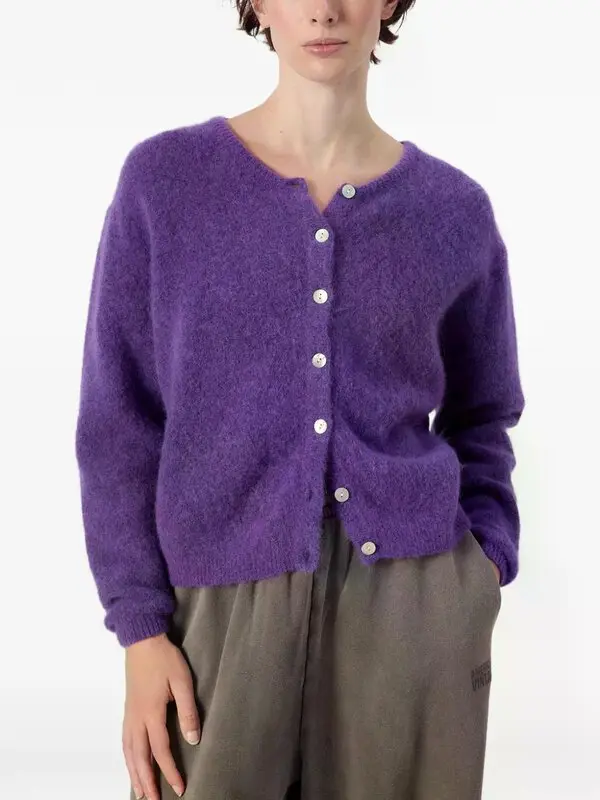 American Vintage Vitow Fluffy Knit Cardigan - Purple