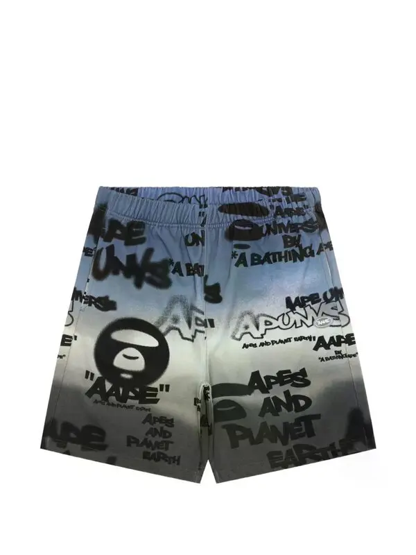 AAPE BY *A BATHING APE Graffiti-print Sweat Shorts - Grey