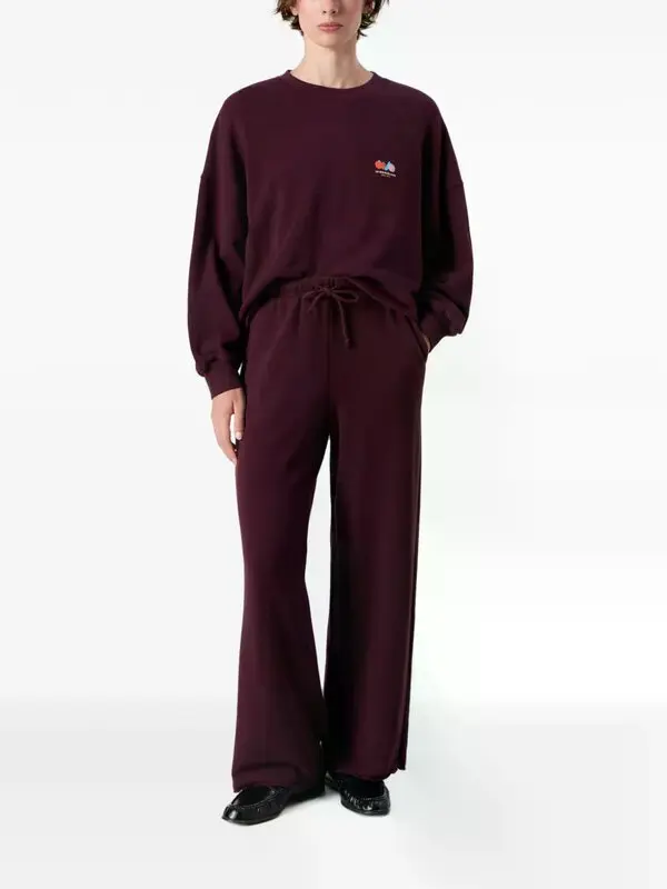 American Vintage Burgundy Fleece Drawstring Track Pants - Red