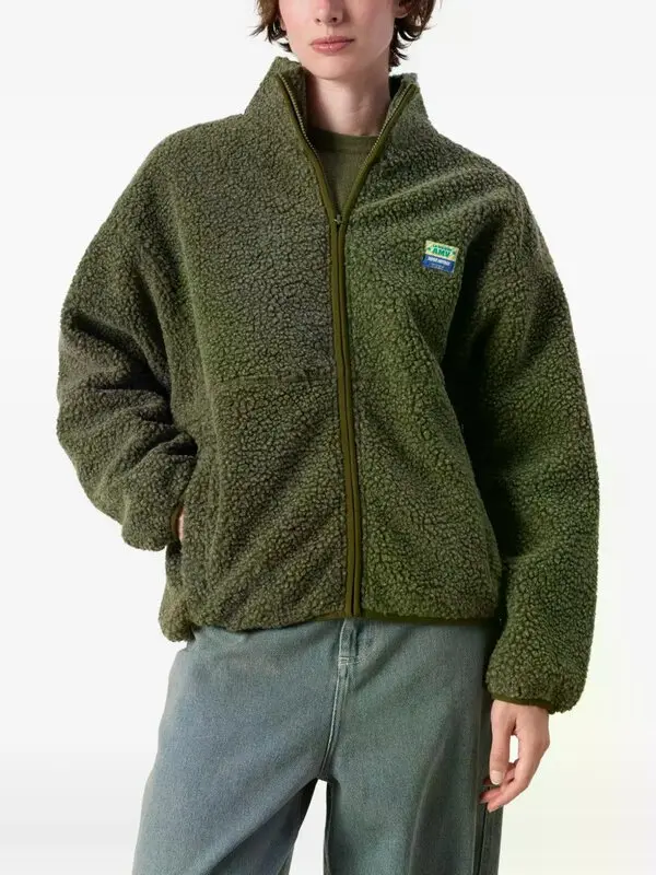 American Vintage Shearling-effect Zip-up Bomber Jacket - Green