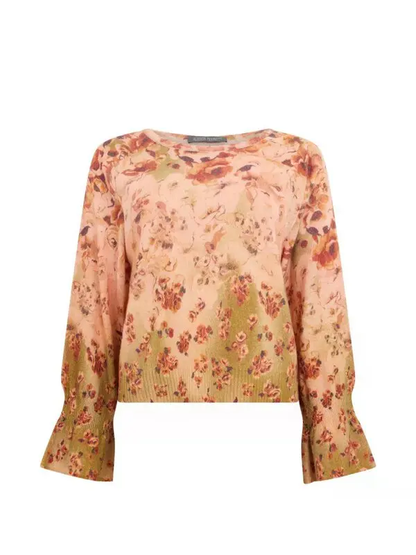 Alberta Ferretti Floral Print Flared Sleeve Sweater