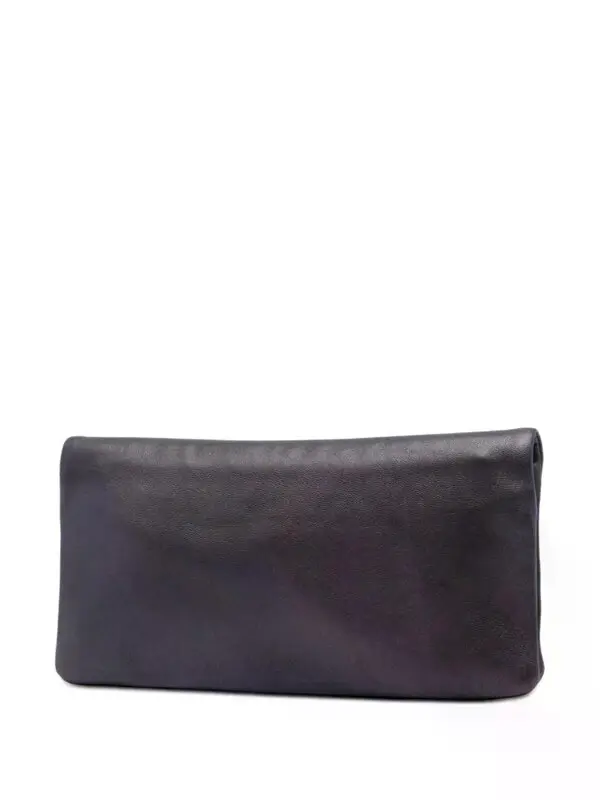 Prada Metallic Soft Calf Fold Over Clutch Bag
