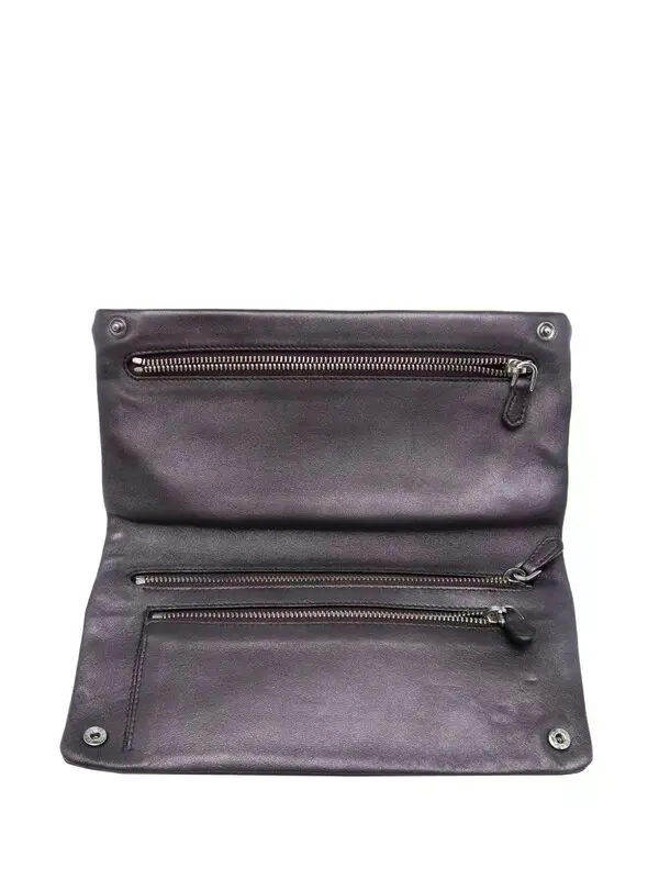 Prada Metallic Soft Calf Fold Over Clutch Bag