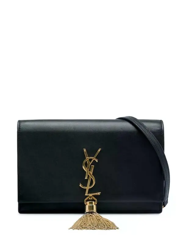 Saint Laurent 2019 Smooth Calfskin Monogram Kate Tassel Chain Wallet Crossbody Bag - Black