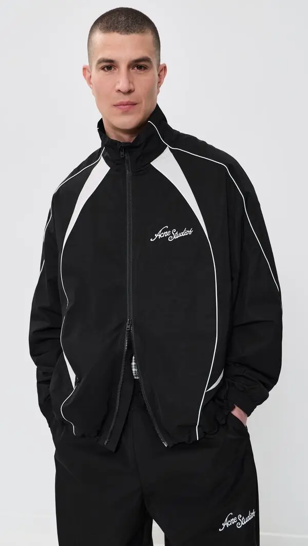 Acne Studios Zip-up Technical Blend Jacket With Embroidered Logo