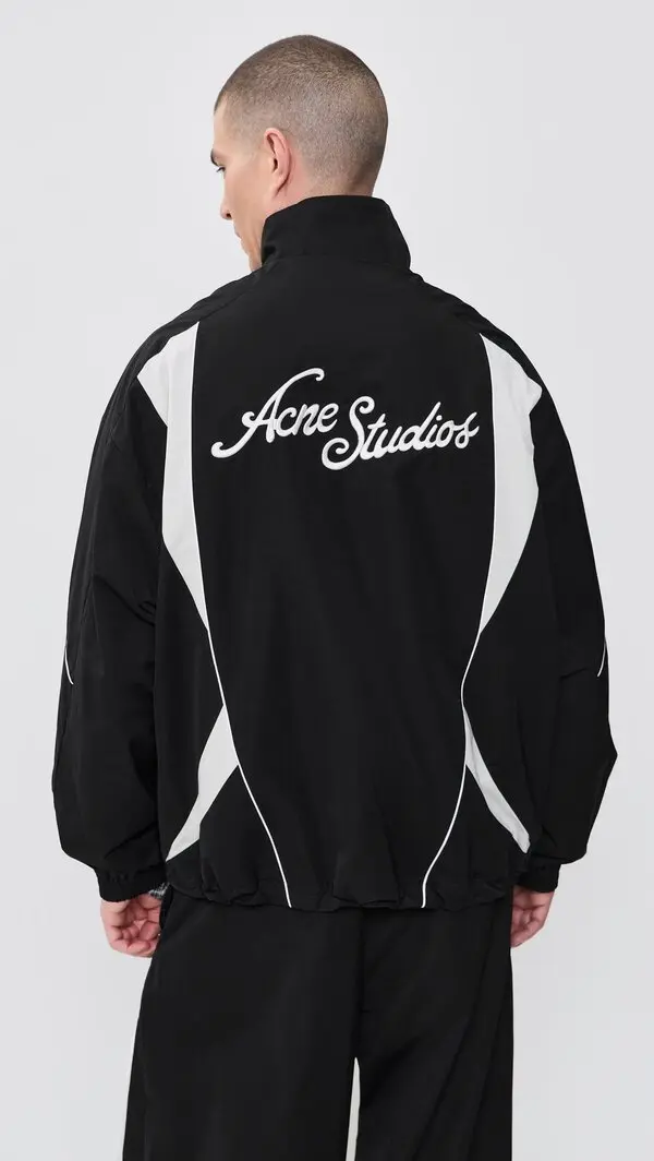 Acne Studios Zip-up Technical Blend Jacket With Embroidered Logo