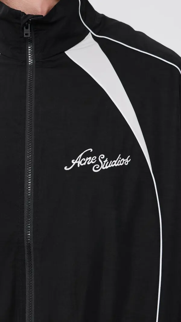 Acne Studios Zip-up Technical Blend Jacket With Embroidered Logo