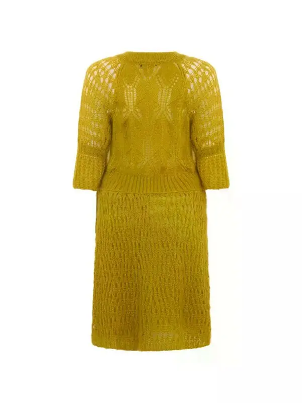 Alberta Ferretti Open-knit Midi Dress