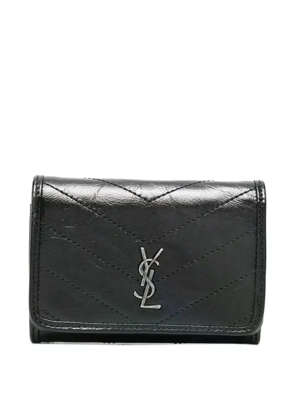 Saint Laurent Cassandre Chevron-quilted Wallet - Black