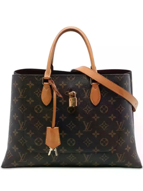 LOUIS VUITTON Monogram Flower Tote Satchel - Brown