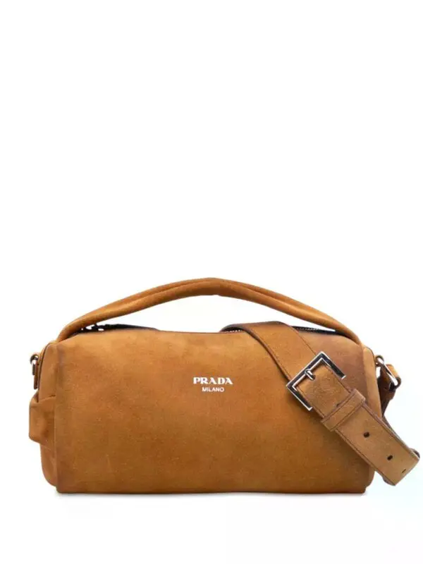 Prada 2013-2026 Suede Top Handle Satchel - Brown