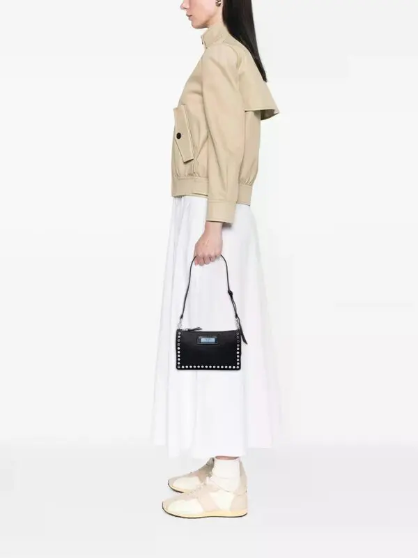 Prada 1990-2010 Tessuto Studded Etiquette Shoulder Bag