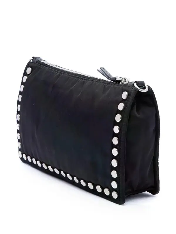Prada 1990-2010 Tessuto Studded Etiquette Shoulder Bag