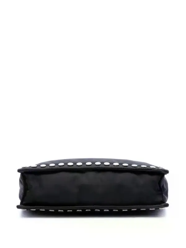 Prada 1990-2010 Tessuto Studded Etiquette Shoulder Bag