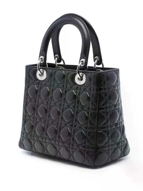 Dior 2010 Medium Lambskin Cannage Lady Satchel - Black