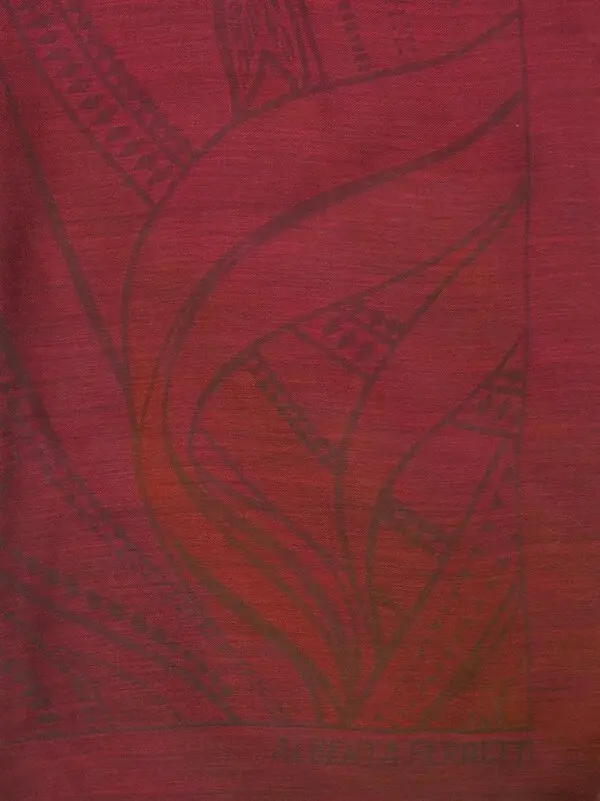 Alberta Ferretti Abstract-print Frayed Scarf - Red