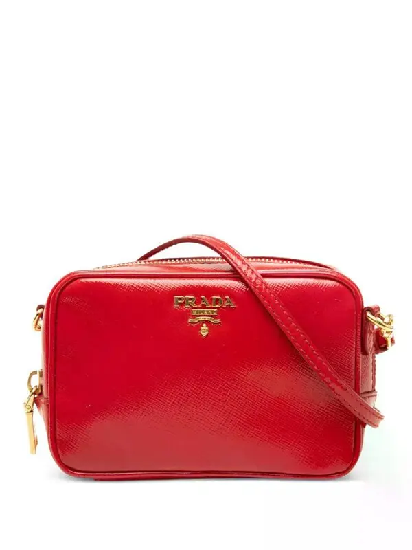 Prada Saffiano Vernice Camera Bag - Red